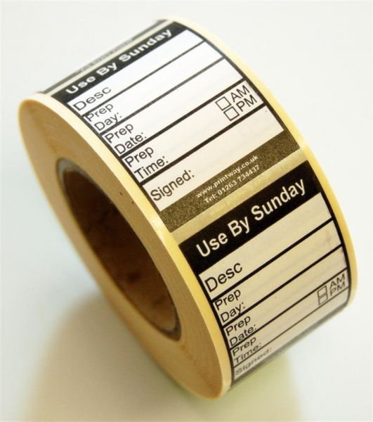 Peelable Midi Food Preparation Label - Sunday | Printway