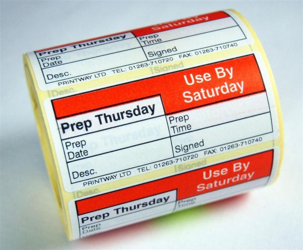 Prep Day Printed label - use by Saturday | Printway