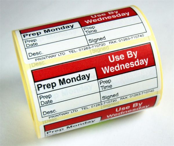 Prep Day Printed label - use by Wednesday | Printway