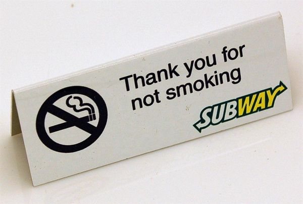 Subway No Smoking Tent Sign | Printway
