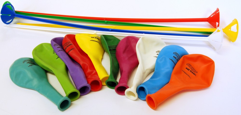 12-inch Double Sided (Subway Logo) Balloons + Sticks - Balloons || Printway