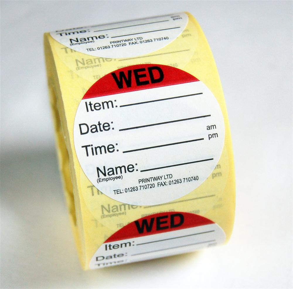 Combo Day Dots / Prep Labels - use by Wednesday - Food Preparation ...